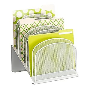Safco Products Onyx Mesh 8-Tier Vertical Desktop Organizer 3258WH; White Powder Coat Finish; Durable Steel Mesh Construction; Space-Saving Functionality