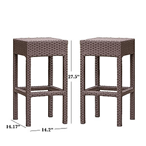 Christopher Knight Home Milton Outdoor Wicker Backless Bar Stools, 2-Pcs Set, Dark Brown