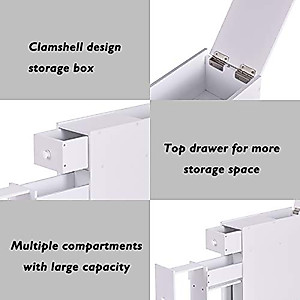 Tangkula Slim Bathroom Cabinet, Free Standing Storage Cabinet with Slide Out Drawers, Narrow Floor Bathroom Organizer Next to Toilet, Bathroom Toilet Paper Holder, 19 x 6.5 x 23 Inches (White)