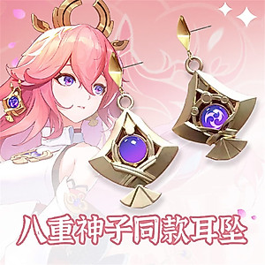 Anime Yae Miko Theme Ear Stud Earrings Take Photo Props Cosplay Costume Accessories Jewelry