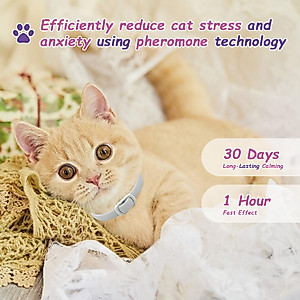 Calming Collar for Cats - 4 Pack, Cat Calming Collar, Adjustable Size, Efficiently Reduces Anxiety & Stress for 30 Days, Safe Cat Pheromone Collar, Promotes Relaxation, Calming Cat Collar