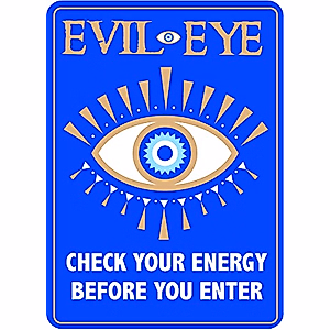 Evil Eye Metal Sign - Easy-to-Hang Wall Decor - Fun Tin Signs for Man Cave - Metal Dorm Room Decorations, Garage Signs, and Man Cave Signs