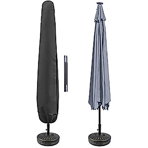 STEECA Patio Waterproof Umbrella Cover - Outdoor Market Parasol Cover with Zipper Fits Umbrella Up to 12 Feet, Black