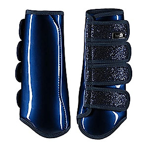 HORZE Protection Boots with Glitter - Dark Blue - Horse