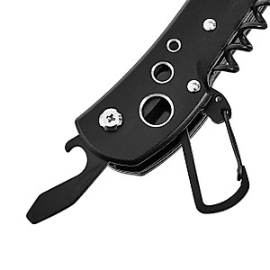 Amazon Basics 15-in-1 Stainless Steel Multitool Pocket Knife with Sheath, Black