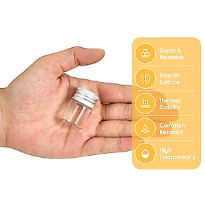 5ml Glass Vials with Screw Caps and Plastic Stoppers, Small Clear Liquid Sample Vial, Leak-Proof Vial, 12PCS