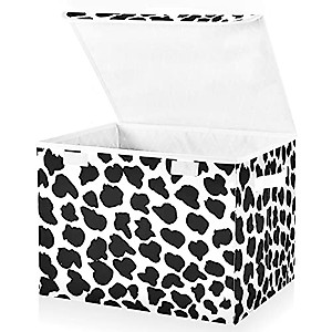 Kigai Cute Cow Black & White Storage Baskets for Shelves Foldable Closet Basket Storage Bins with Lid for Clothes Home Office Toys Organizers