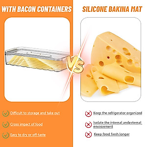 Qivine Bacon Container for Refrigerator, Plastic Bacon Storage Container for Fridge with Tong, Clear Bacon Keeper for Refrigerator Airtight with Lid, Lunchmeat Cheese Container for Refrigerator