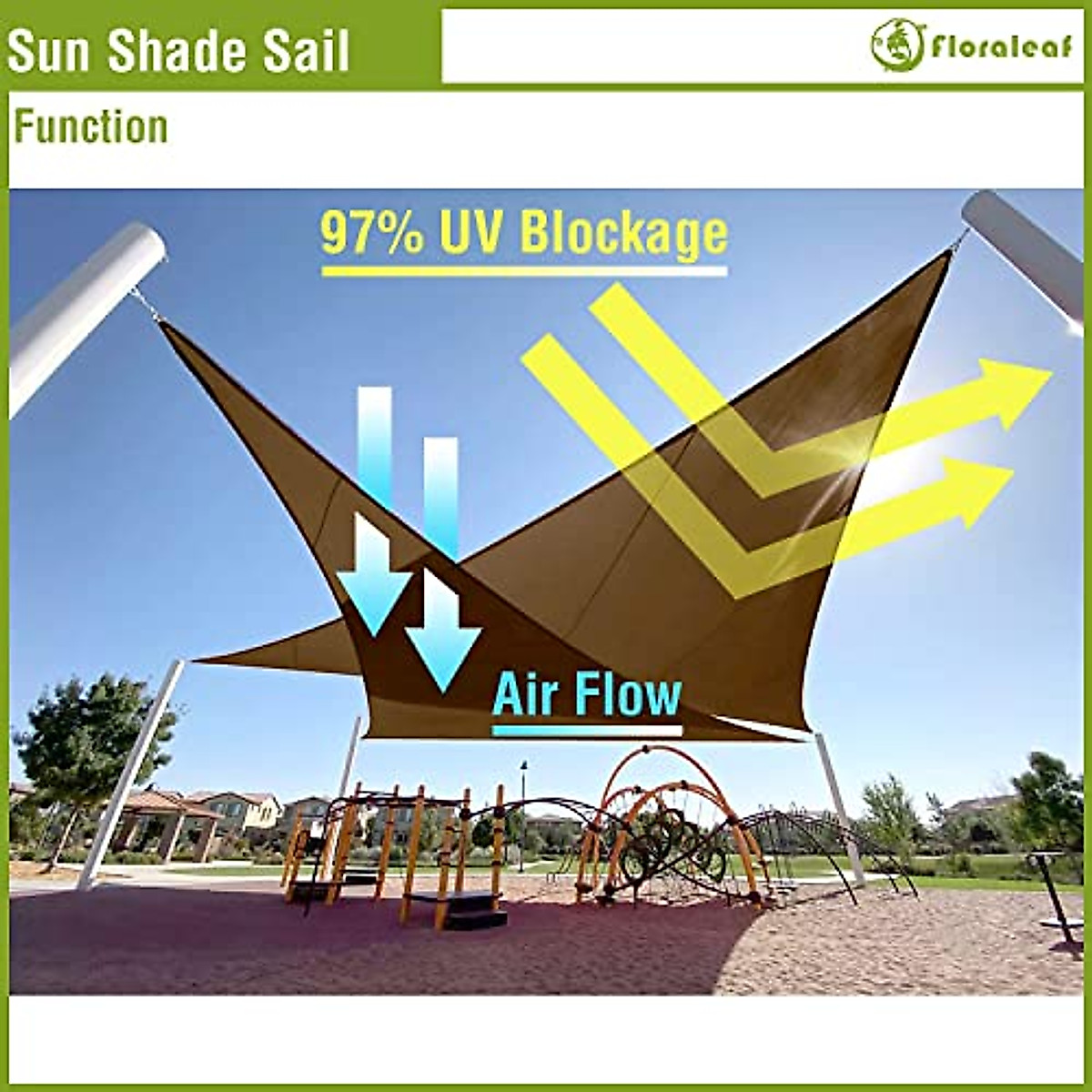 FLORALEAF 12'x12'x12' Sun Shade Sail Triangle Canopy UV Block Sun Shade for Outdoor Patio Garden Backyard Awning