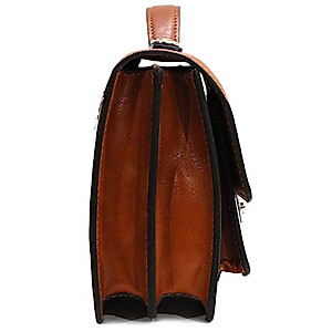 Floto Milano Mini Full Grain Leather Satchel Handbag (Olive (Honey) Brown)