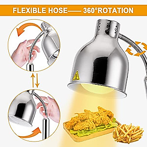 Commercial Food Heat Lamp 360°Adjustable Head With Marble Base Infrared Heating Bulb For Food Heating Warmer Light Lamp For Food Service Heat Lamp