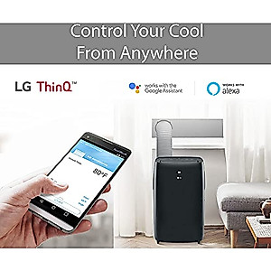 LG 10,000 BTU (DOE) / 14,000 BTU (Ashrae) Smart Portable Air Conditioner with Supplemental Heat, Cools 450 Sq. Ft, Smartphone & Voice Control Works ThinQ, Amazon Alexa and Hey Google, 115V