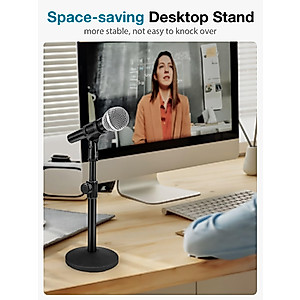 InnoGear Desktop Microphone Stand, Upgraded Adjustable Table Mic Stand with Mic Clip and 5/8" Male to 3/8" Female Screw for Blue Yeti Snowball Spark & Other Microphone, Pack of 2