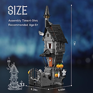 Nightmare Before Christmas Halloween Jack's and Sally Haunted House Building Set with Led Light,Creative Festival Toy Kit Gifts for Movie Fans Friends Kids(568pcs)