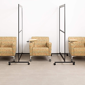 Norwood Commercial Furniture Clear Room Divider Partition - Portable Sneeze Guard Screen on Wheels for Social Distancing, Home, Office, Waiting Area, or School 3.5’ W x 6.5’ H Single Panel w/Crossbar