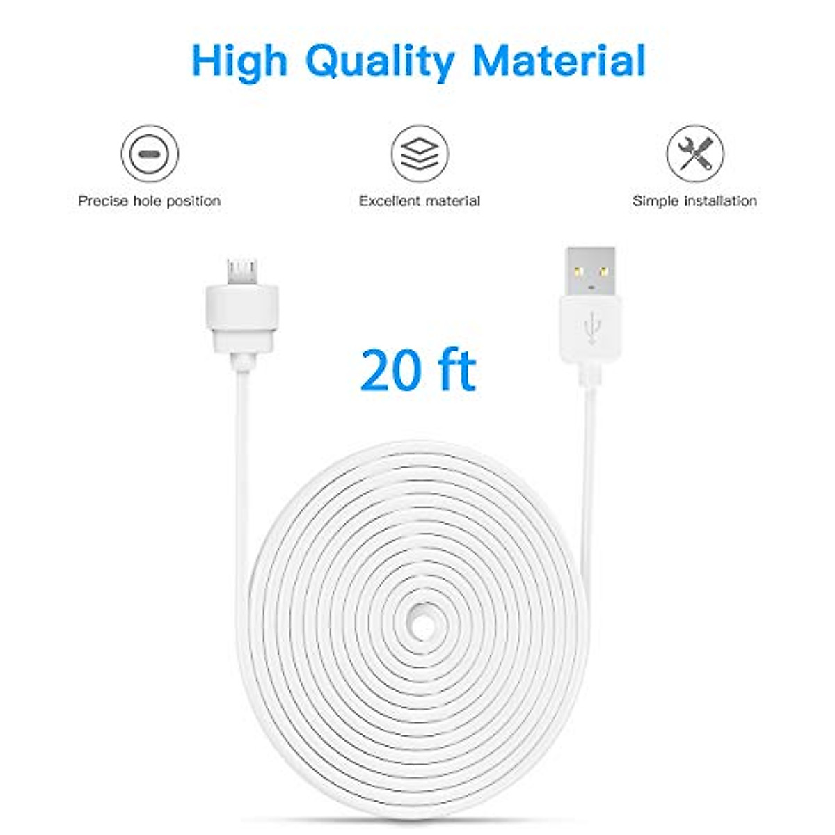 20ft/6m Power Extension USB Cable for Blink Mini, Charger Cable Compatible with Blink Mini Indoor Plug-in Camera Extension Cable(Blink Mini is not Included)