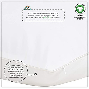 Makemake Organics Organic Cotton Toddler Pillowcase (Set of 2) GOTS Certified Organic Cotton Pillow Cases Zippered (14x19, Bright White)