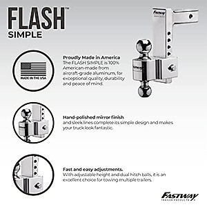 Fastway Flash 42-00-2900 E Series Adjustable Aluminum Ball Mount with 10 Inch Drop, 2 Inch Shank, and Chrome Plated Balls