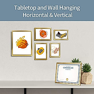 Giverny 4x6 Picture Frames Set of 4, Gold Photo Frames with Glass for Wall or Tabletop Display, Simple Design Glossy Finish Frame Perfect for Home Office Hotel, and Various Ceremonies Parties