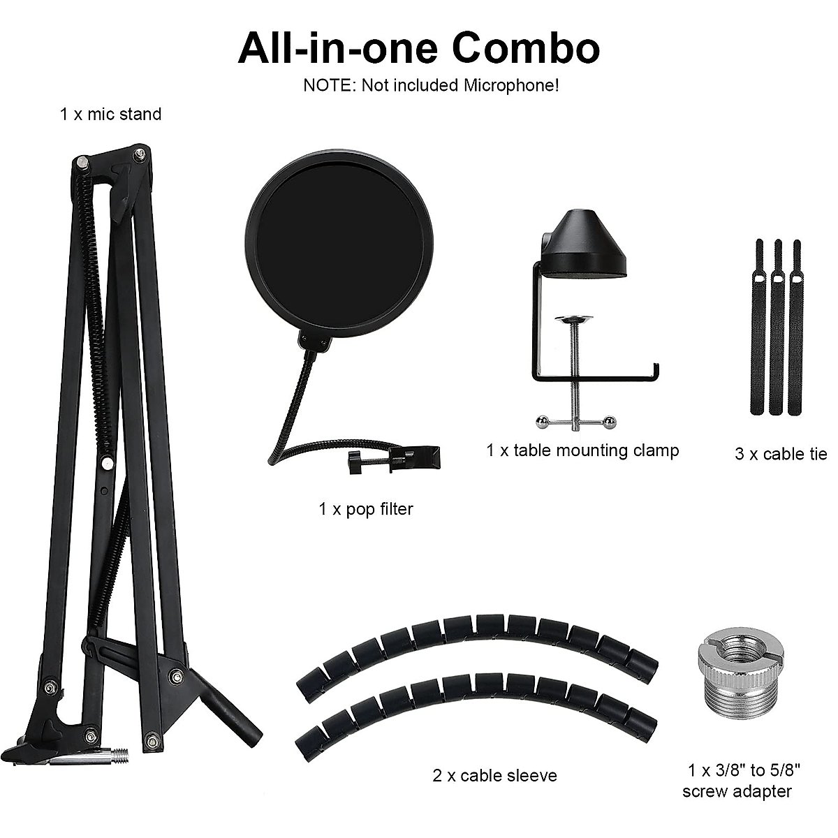 Quadcast Mic Boom Arm with Pop Filter - Advanced Microphone Arm Compatible with HyperX QuadCast Microphone, Professional Adjustable Scissor Microphone Stand by YOUSHARES