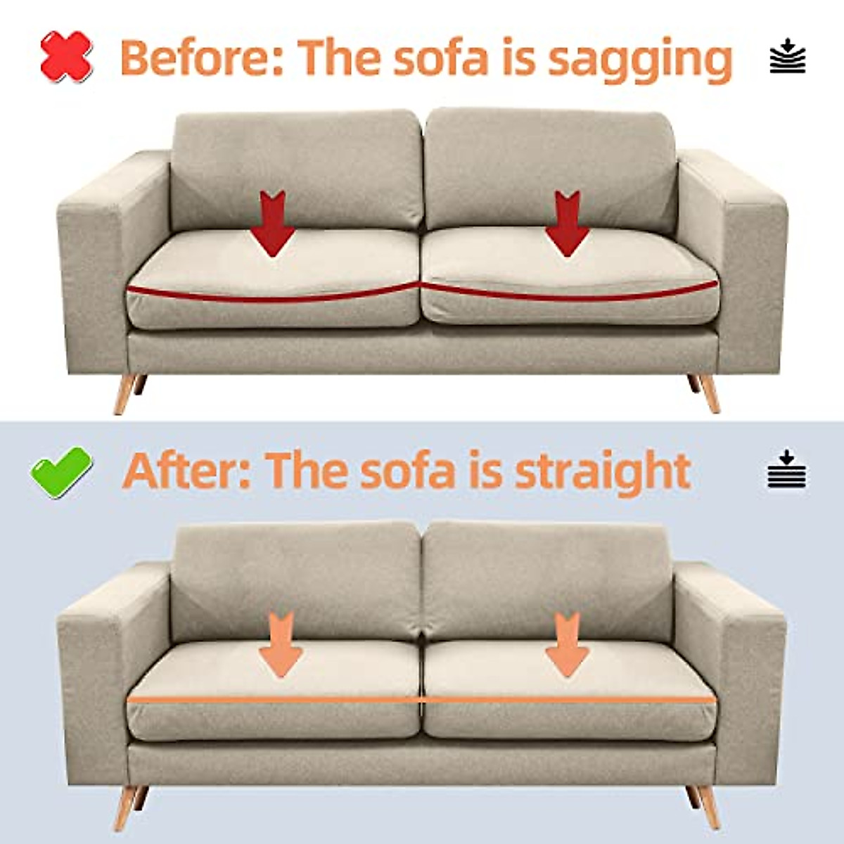 MAXTID Two Seat Cushion Support Saver 44" x 17" Furniture Cushion Support Insert for Couch Pillows Sofa Cushion Support Board