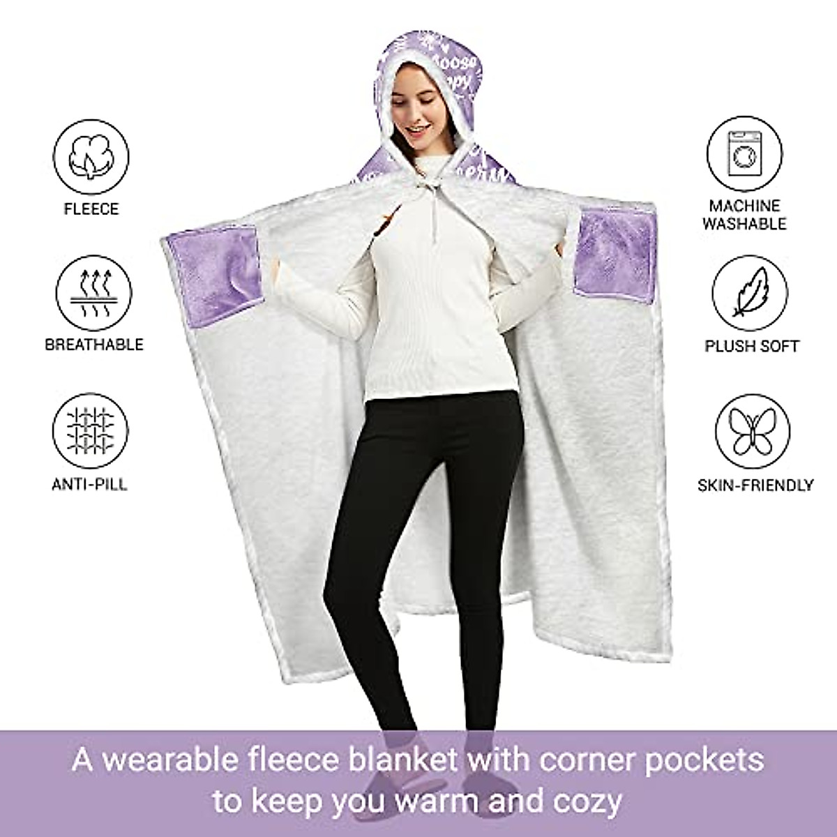 Inspirational Gifts for Women - Spring Summer Soft Blanket Hoodie - Mother 's Day Gifts for Friends Mom Sister Coworker Female Women Her Wife - Birthday Gifts for Women - Big Hug Fleece Hooded Blanket