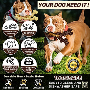 SIHRMIU 2 Pack Dog Chew Toys for Aggressive Chewers,Boredom and Stimulating Best DogToys for Medium/Large Breed,Tough Durable Almost Indestructible Dog Bones for Teeth Cleaning and Training
