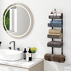 GALLIS Towel Racks for Bathroom Wall Mounted, Metal Towel Holders for Rolled Towels, Bath Robes and Yoga Supplies, Towel Storage Organizer for Spa, Salon, RV, Black