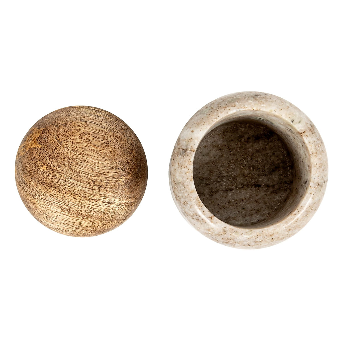 Creative Co-Op Modern Marble Canister with Wood Lid, Natural