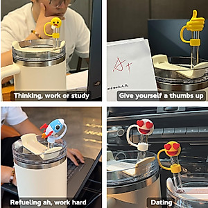 5-Pack Straw Covers Cap for Stanley Cup, Food-Grade Silicone Straw Toppers for 30&40 Oz Stanley Cups, Reusable Dust-Proof Straw Tips for 10mm (0.4in) Straws, Stanley Tumbler Accessories