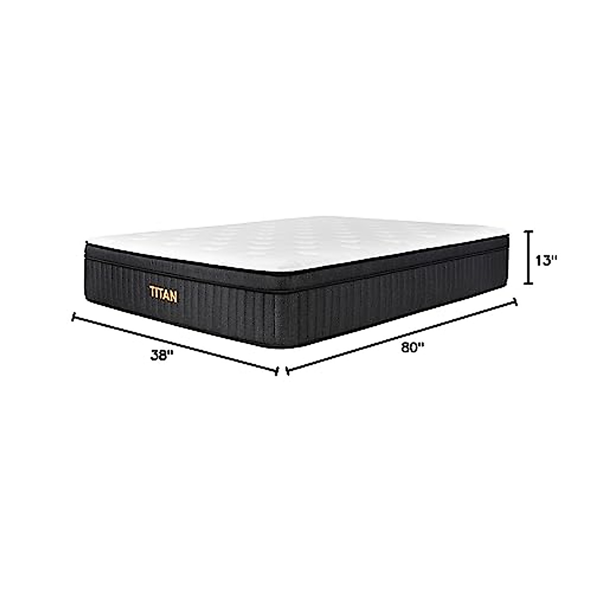 Brooklyn Bedding Titan 13" Hybrid Luxe Mattress for Plus Size Sleepers with Cooling Cover, Twin XL