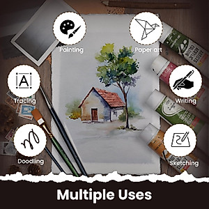 Watercolor Paper - 6 X 4 inches - Mixed Media Watercolor Paper - 200 GSM Thick Deckle Edge Virgin Cotton Handmade Paper - Off White