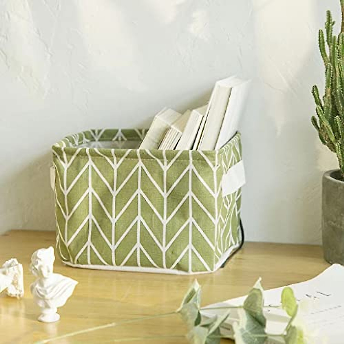 Abgream Foldable Storage Basket - Set of 6 Small Collapsible Canvas Containers Organizers with Handle for Home Decor or Storing Toys, Keys, Sundries, Little Crafts. (Style C)