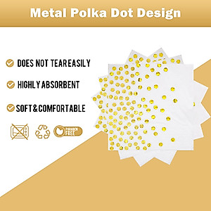 CENLBJ Disposable Paper Plates 100 Pack - White and Gold Paper Plates 50 x 9 & Gold Dot Napkins 50 x 6.5,Party Supplies for Weddings, Birthdays, Bridal Parties, All Occasions