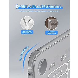 Acrylic Magnetic Dry Erase Calendar Board for Fridge, 16''x12'' Monthly Calendar&Blank Dry Erase Board for Fridge, 90% Stronger-Magnetic Whiteboard Planner Also for Stainless Steel 6 Markers 1 Eraser