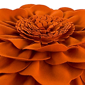 JWH Round Flower Pillow Cover Decorative Floral Pillow Case Round Cushion Hand Crafted Pillowcase for Bedroom Bed Couch Living Room 14 Inch Orange