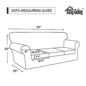 Easy-Going 4 Pieces Stretch Soft Couch Cover for Dogs - Washable Sofa Slipcover for 3 Separate Cushion Couch - Elastic Furniture Protector for Pets, Kids (Sofa, Light Gray, Large)