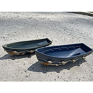 Konjouror Wooden Boat Tray Display, 2 Pack Blue Boat Model Decoration, Nautical Beach Ocean Decor