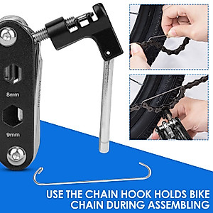 WOTOW Bike Repair Tool Kit & Bike Saddle Bag, 14 in 1 Bike Chain Tool Hex Key Wrench Maintain Accessories Multitool Set with Portable Under Seat Bag for Road Mountain Commuter Bicycle(Black)