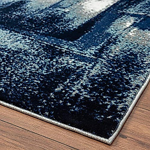 LUXE WEAVERS Rug - Lagos Collection 7558 Modern Abstract – Stain Resistant Area Rug/Navy 8’ x 10’