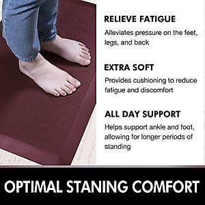 Anti Fatigue Kitchen Mat for Floor by DAILYLIFE, 3/4" Thick Kitchen Cushioned Mat, Standing Comfort Mat for Home, Office, Garage, Non-Slip Bottom, Waterproof & Easy-to-Clean (24" x 36", Burgundy)