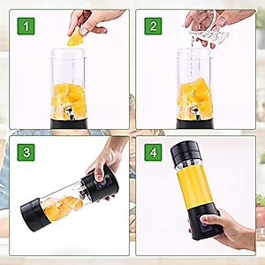 Portable Personal Mini Smoothie Blender: Single Small Size Fruit Juice Blender USB Rechargeable Shake Smoothies Mixer Battery Operated Individual Juicer Cup for Travel Camping Outdoor - Pink