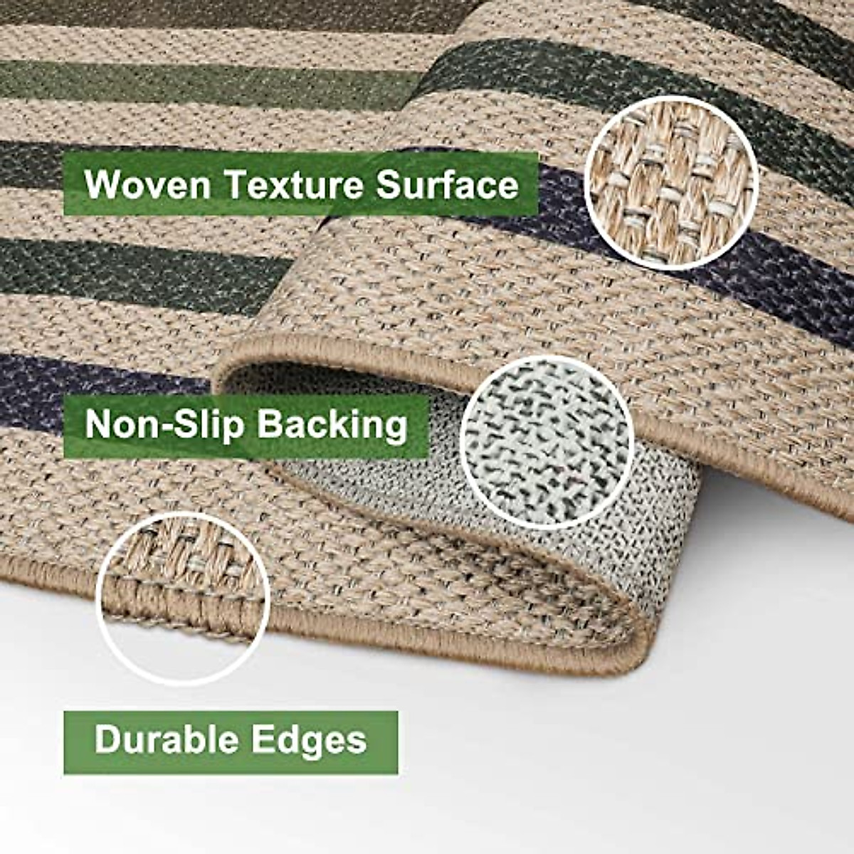 Lahome Modern Geometric Easy Jute Rug, Washable 5x7 Rug Indoor Outdoor Rugs Farmhouse Large Dining Room Bedroom Rug, Contemporary Throw Mat Non Slip Natural Area Rug for Backyard Office RV