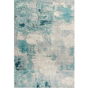 JONATHAN Y CTP104A-5 Contemporary POP Modern Abstract Vintage Indoor Area -Rug, Transitional, Bohemian Easy -Cleaning,Bedroom,Kitchen,Living Room,Non Shedding, Cream/Blue, 5 X 8