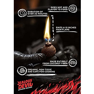 Jealous Devil Boom! Firestarters 8 Pack, 100% Natural Made from Coconut Fiber, No Smoke and Odorless, Waterproof, 20-Minute Long Burn for BBQ Lump Charcoal, Briquettes, Fireplace, Camping and More