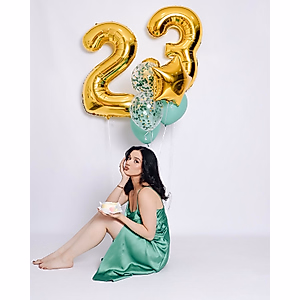 Gold Number Balloon 40 Inch, 0 Number Balloons, 10 20 30 40 50 Numbers Balloon Birthday Decorations, Gold Party Supplies for Women Men