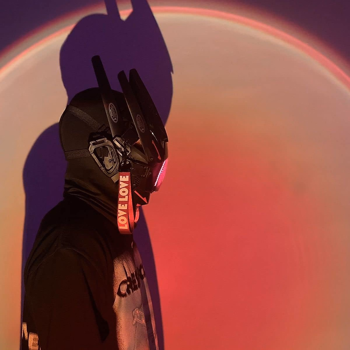 YYINYUAN Futuristic Cyberpunk Mask, Cyber Techwear Helmet Cosplay Costume, Black & Red Led Mask Face Mask Halloween Cosplay Mask for Men, Women (B-H-C-M)