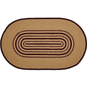 VHC Brands Potomac Jute Rug Oval Stencil Stars w/Pad 36x60