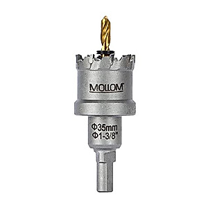 Mollom Heavy Duty Carbide Hole Saw, Hole Cutter cuts Stainless Steel, mild Steel, Iron, Copper, Brass, Plastic (1-3/8'' 35mm)