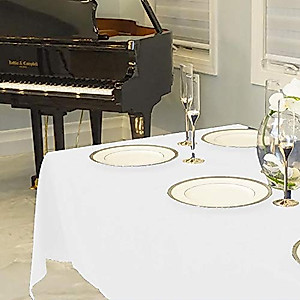 Kadut Rectangle Tablecloth (70 x 120 Inch) White Rectangular Table Cloth for 6 or 8 Foot Table | Heavy Duty | Stain Proof Table Cloth for Parties, Weddings, Kitchen, Wrinkle-Resistant Table Cover